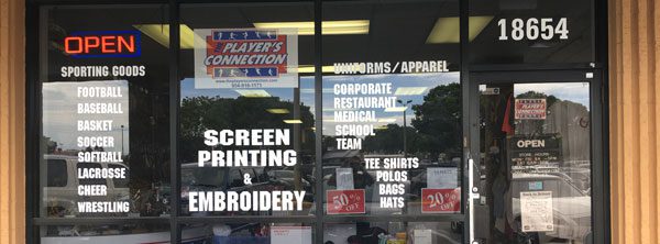 Storefront with screen printing and embroidery signage. - Customized ...